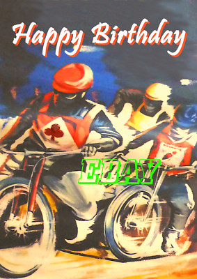Speedway Happy Birthday Card with name - includes envelope | eBay UK