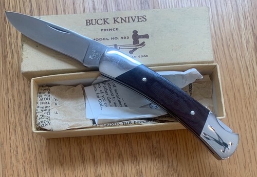 PRE DATE CODE BUCK 503 MICARTA PRINCE KNIFE NEVER USED IN BOX N18 | eBay