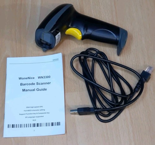 Wone Nice WN3300 USB Laser Handheld Barcode Scanner with USB Cord New ...
