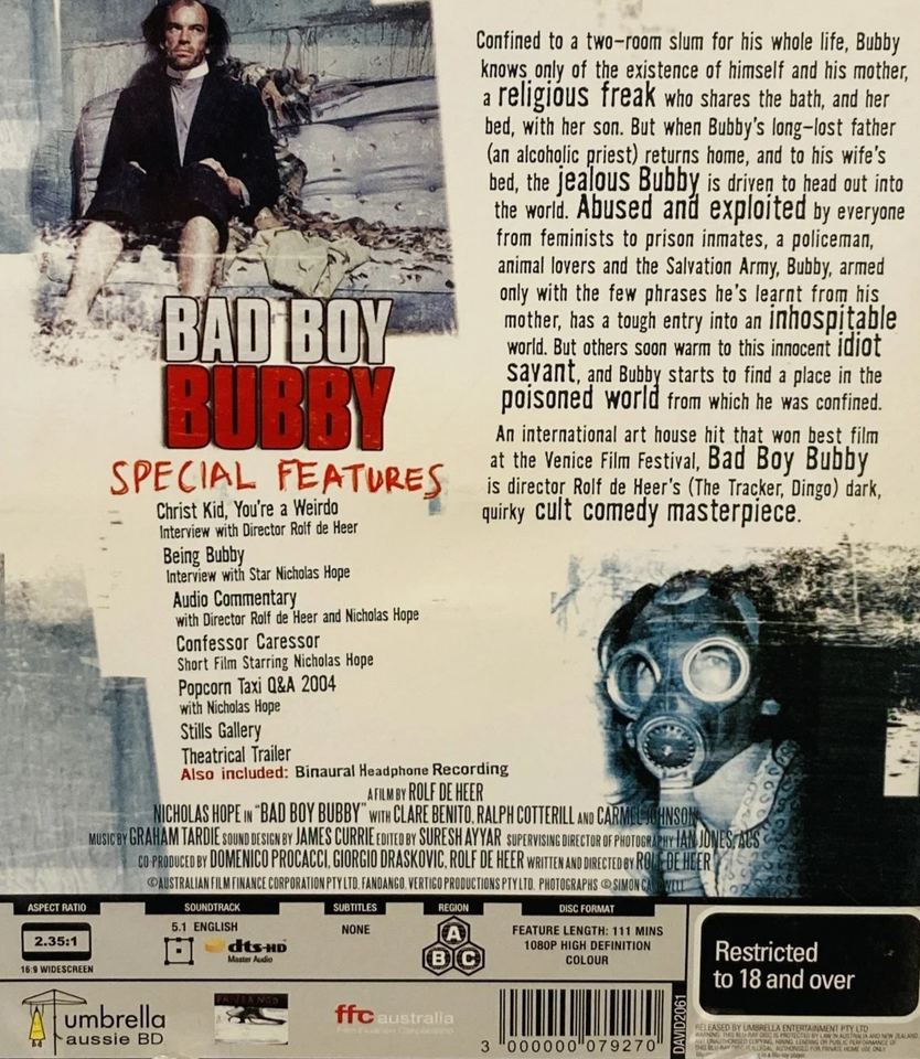 BAD BOY BUBBY BLU RAY 1993 NICHOLAS HOPE REGION B BRAND NEW UNSEALED ...