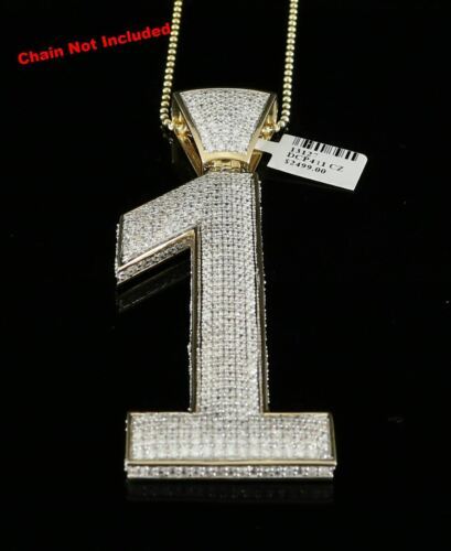 Beautiful Yellow 925 Silver Numeric Number 1 Pendant with 26.78ct Cubic ...