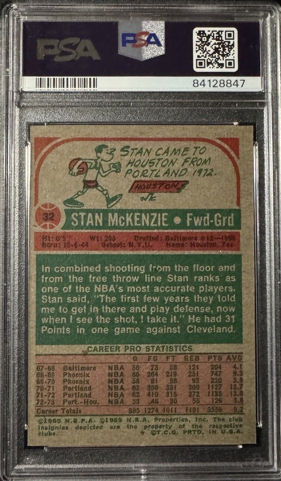1973 Topps Basketball #32 Stan McKenzie Houston Rockets PSA 8 NM-MT | eBay