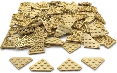 Lego 100 New Tan Wedges Plates 4 x 4 Cut Corner Parts | eBay