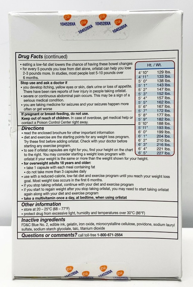 Alli Weight Loss Refill 60mg Pack Ally Allie Sealed NIB 120 Capsules 08 ...