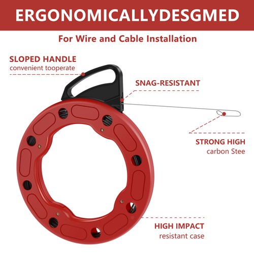 Fish Tape Wire Puller 100ft 1/8" Electrical Wire Puller Tool Cable Wire ...