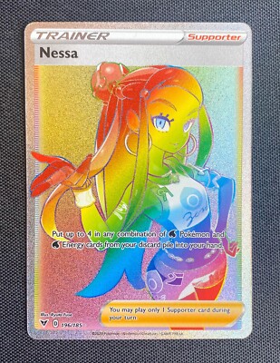 2020 Pokémon TCG - Nessa #196/185 Rainbow Hyper Rare Card - Vivid ...