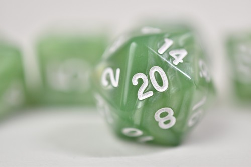 Sage Green Pearl with White Ink Dice Unbranded Uncarded TTRPG DnD ...