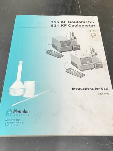 Metrohm 756 831 KF Coulometer - User Guide / Manual / Instructions Book ...