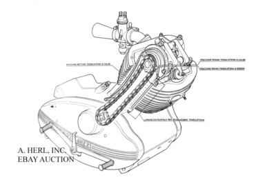 Moto Guzzi 175 Lodola exploded drawing drain driven overhead cam engine ...