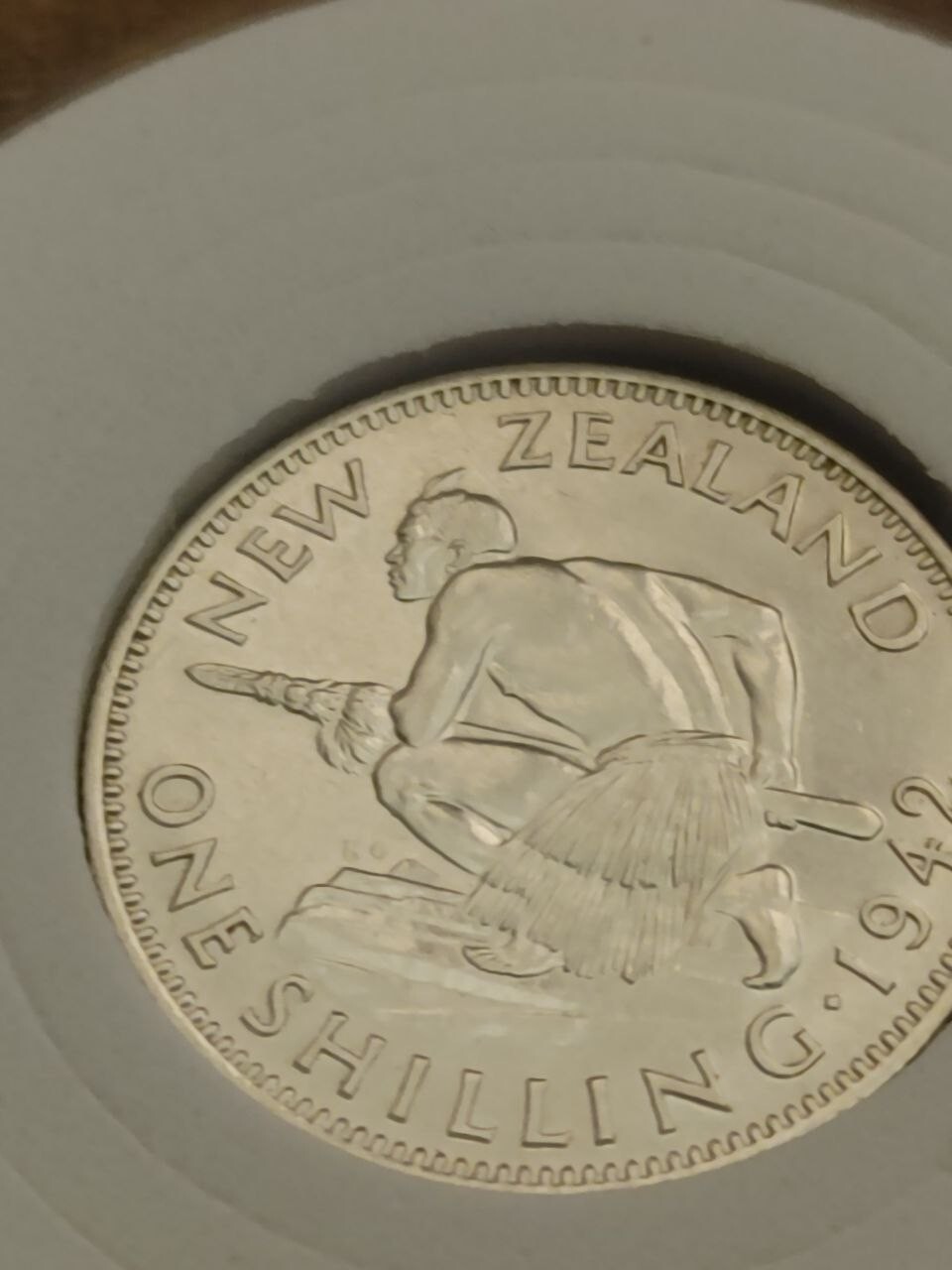 Gem AU PL Silver Rare shilling, 1942 New Zealand Silver KGVI w Haolder ...