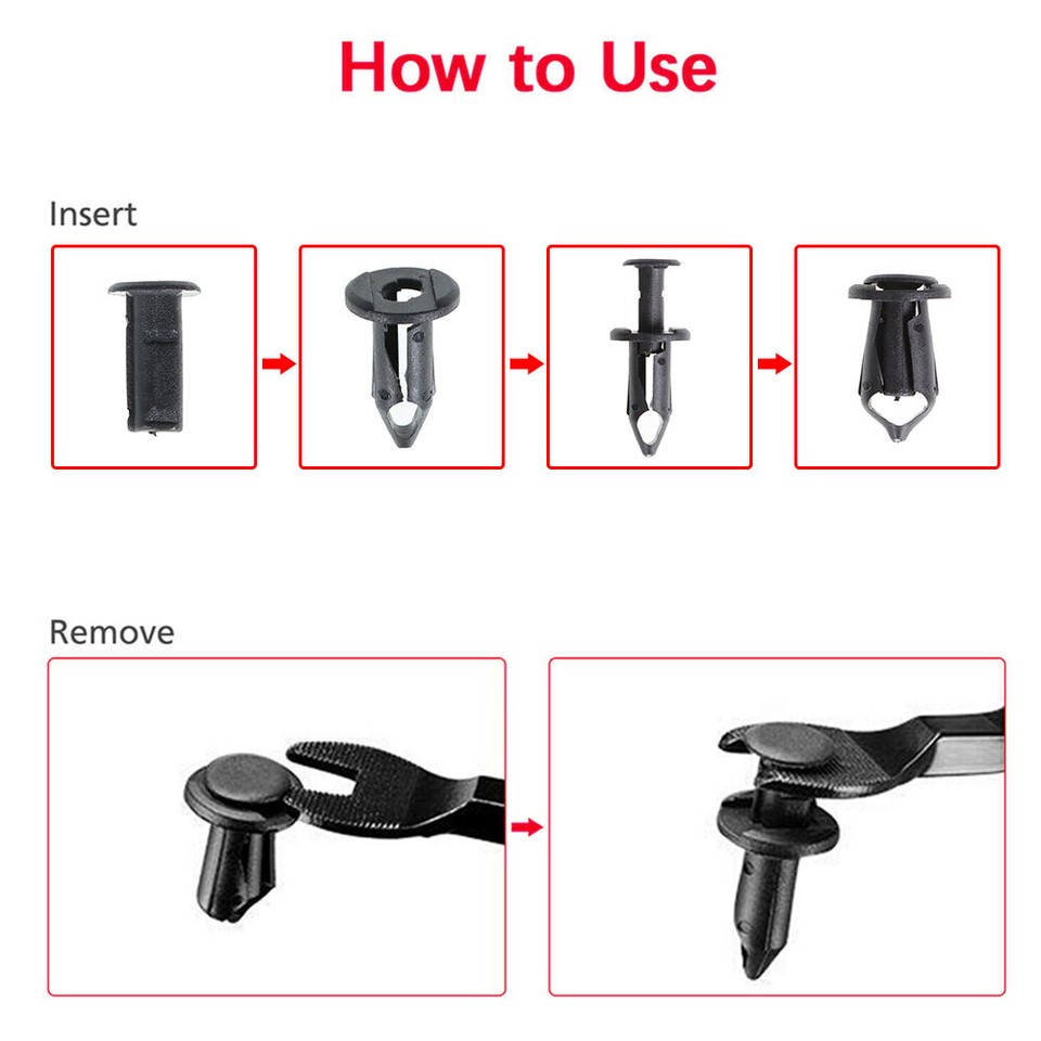 100x Car 8mm Dia Hole Plastic Rivets Fastener Auto Fender Bumper Push ...
