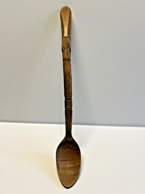 Native American Indian Highly Hand Carved Wooden Ladle; Late 19th ...