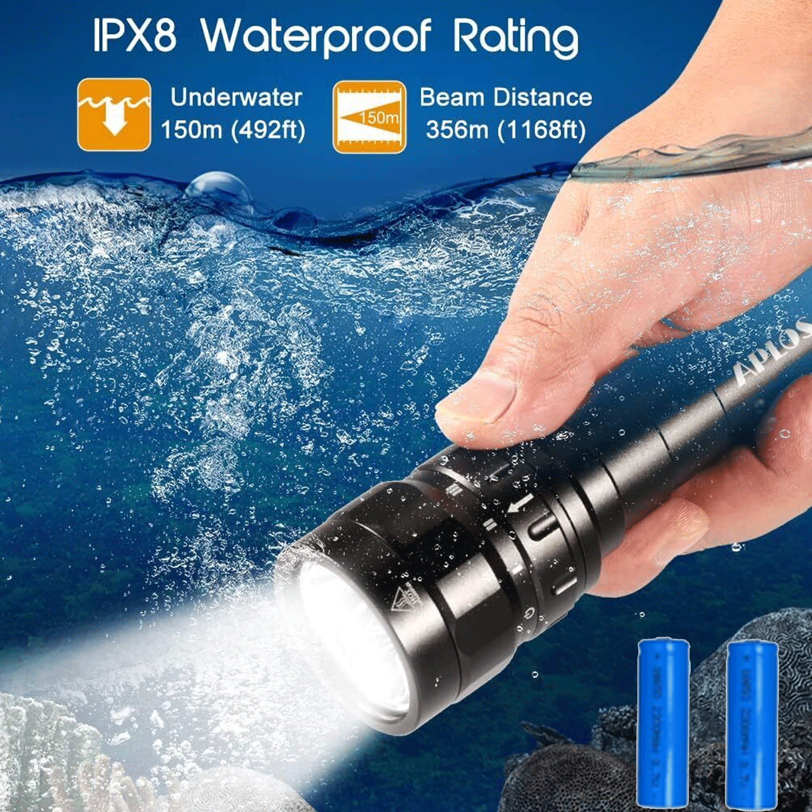 Powerful 3* LED Scuba Diving Flashlight Diver Light Underwater Torch ...