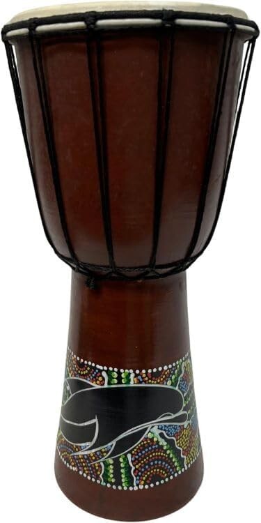 DJEMBE DRUM BONGO CONGO 12" HAND CARVED PAINT AFRICAN ABORIGINAL WOOD ...