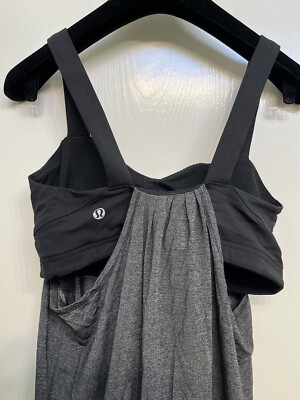 LULULEMON LUON LOGO BLACK&GRAY RUCHED WAIST SEXY-SPAGHETTI GYM YOGA ...