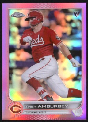 2022 Topps Chrome Trey Amburgey #61 BASEBALL Cincinnati Reds Pink ...
