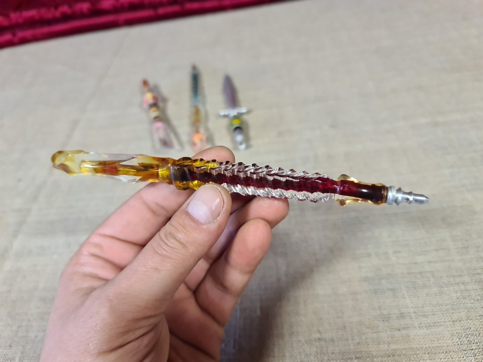 Vintage Plexiglass ballpoint pens Handmade Prison Art USSR Floral ...