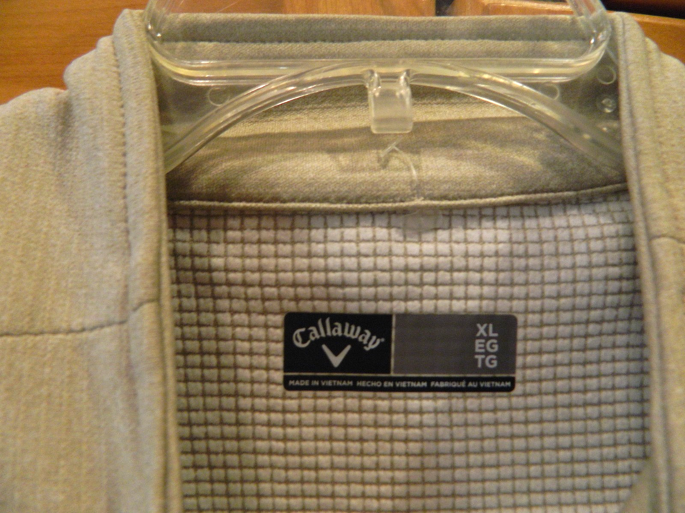 Mens Callaway 1/4 Zip Golf Athletic Jacket Solid Beige Long Sleeve XL ...