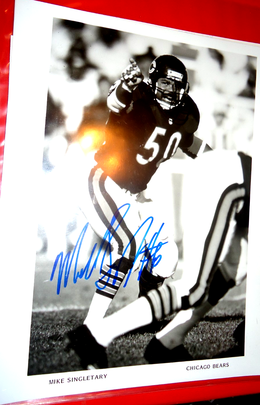 Mike Singletary Autographed 8 X 10 ACTION PHOTO DIRECTING OTHERS ON A ...