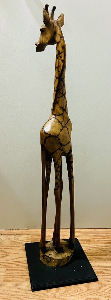 Vintage Hand Carved Mukwa Wood Wooden Giraffe Zimbabwe 34”H | eBay