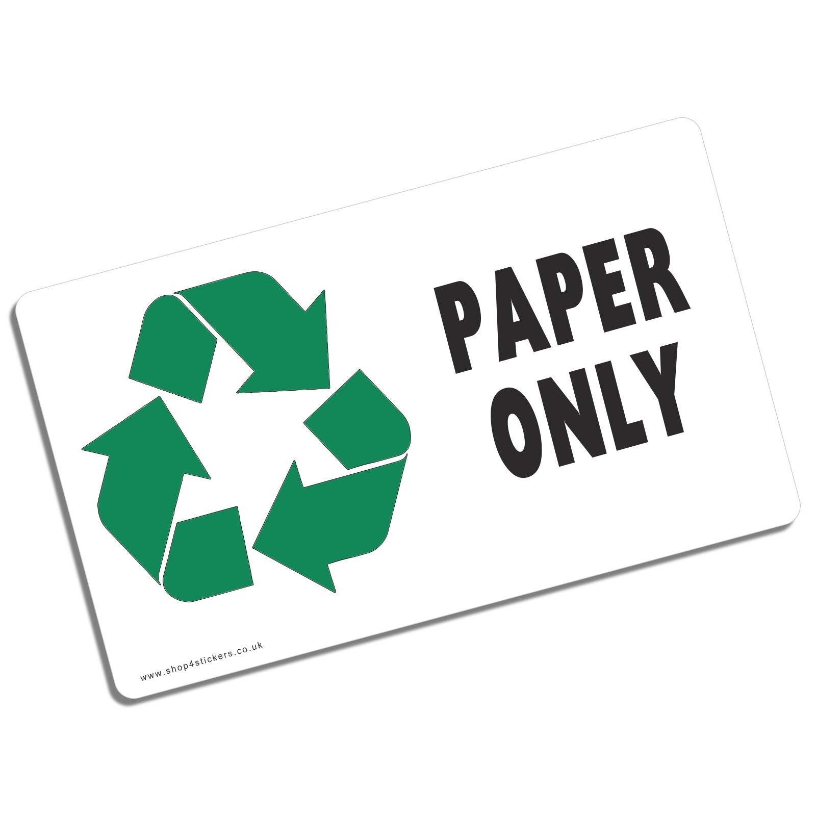 1 x Sign Paper Only Recycling Bin Stickers Home Office Recycle Logo ...