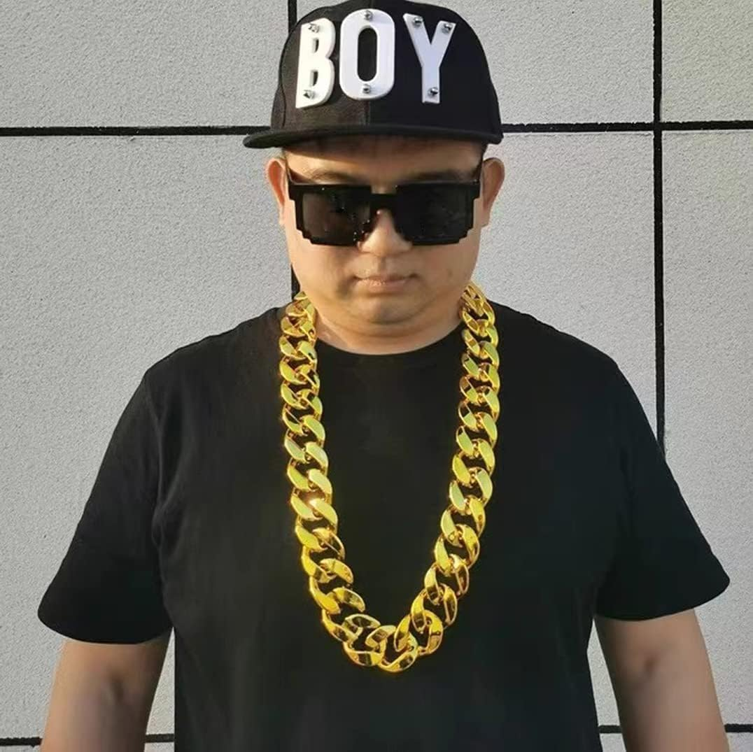 Men'S Big Gold Chain Necklace: Fake Chunky Gold Chain Costume ...