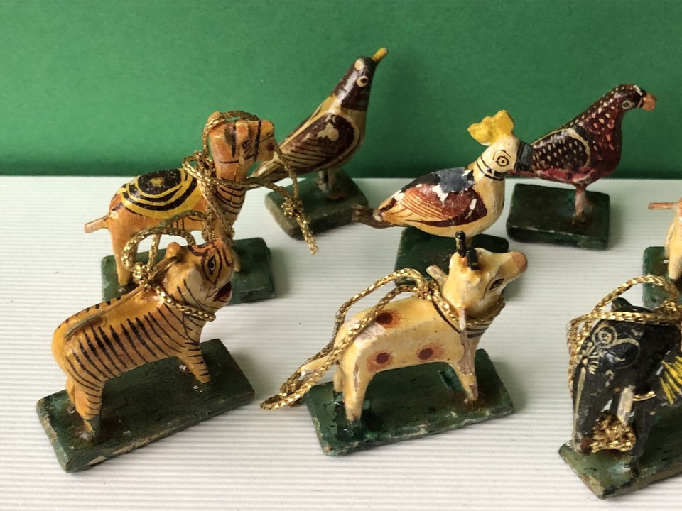 Antique Folk Art Handmade Carved Wood Painted Farm Animal Christmas ...