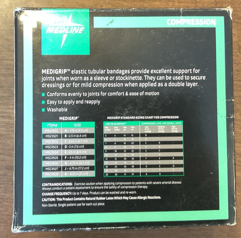 Medline Medigrip Elastic Tubular Bandage Roll Compression MSC9506 Size ...