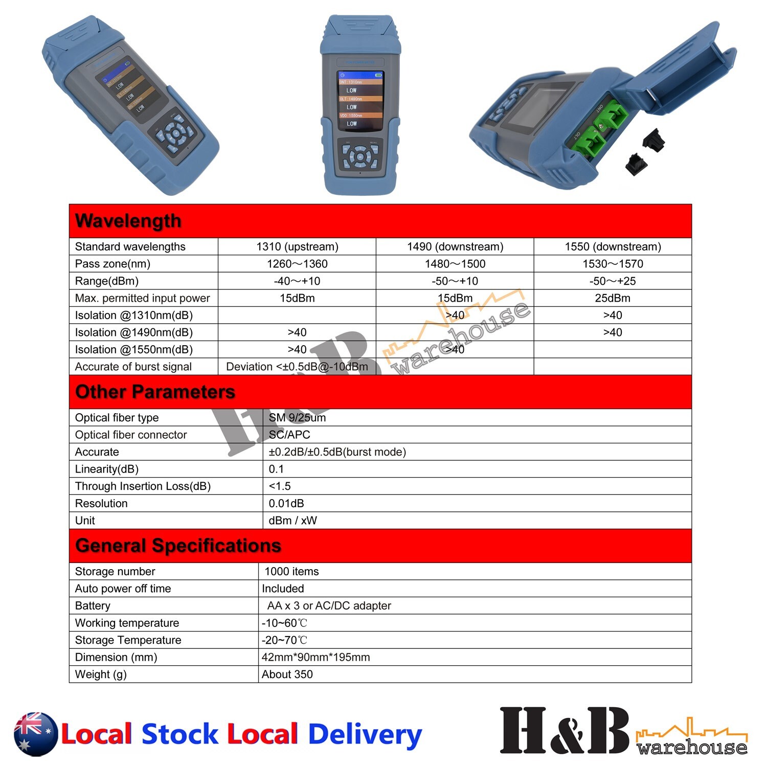 Fibre Optic PON Tester Power Meter NBN Tool + 3M OptiTap Patchcord ...