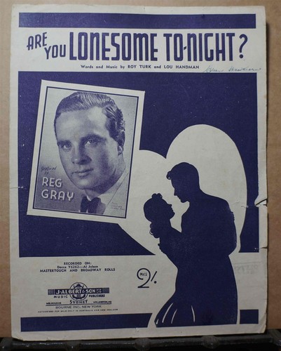 REG GRAY Sheet Music ARE YOU LONESOME TONIGHT? 1950s Australia ...
