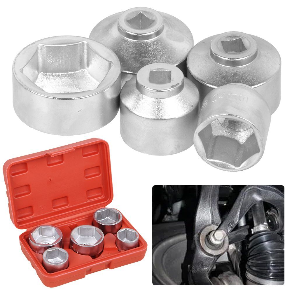 5 PCS Oil Filter Socket Set 3/8" Drive 24 27 32 36 38mm Wrench Removal ...