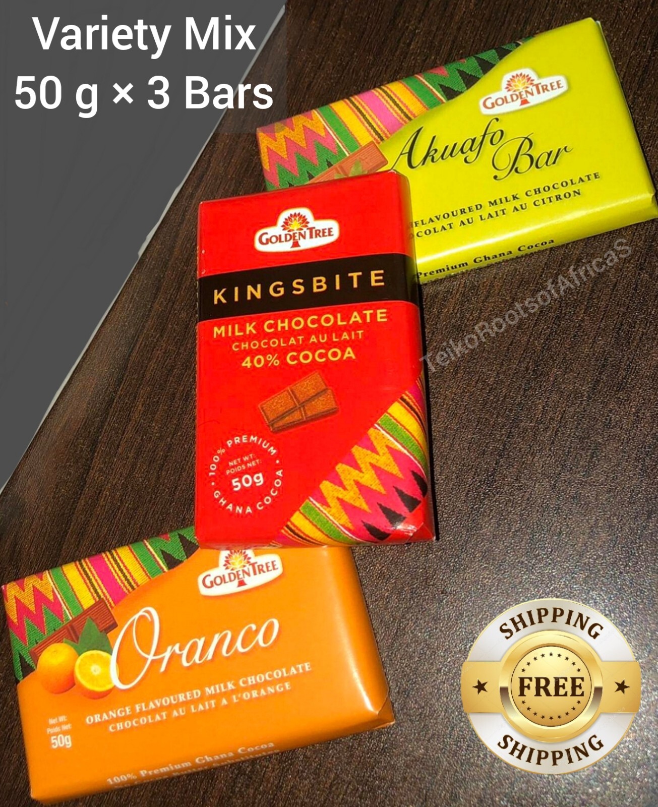 ×3 Bars Kingsbite Milk Chocolate, GoldenTree Ghana Dark Bars 40% to 90% ...