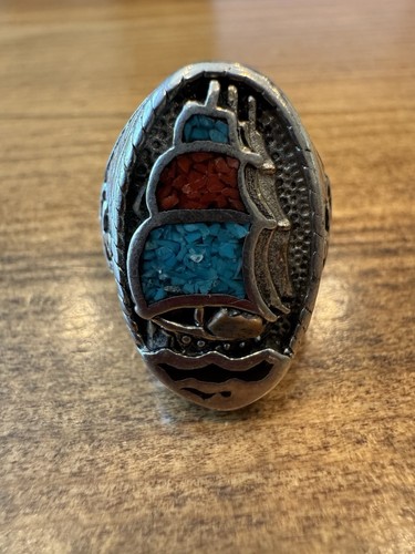 Vintage 1986 G&S Biker Sailing Ship Ring Size 11 | eBay