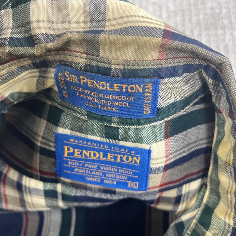 Vintage Sir Pendleton Plaid Button Shirt Mens XL 100% Pure Virgin Wool Flannel | eBay