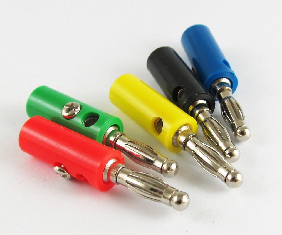 5pcs Free Solder 4mm Banana Plug Audio Speaker Power Test Connector 5 ...