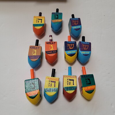 Rite Lite Lot of 11 Wooden Dreidels For the Chanukah Draydel Game ...