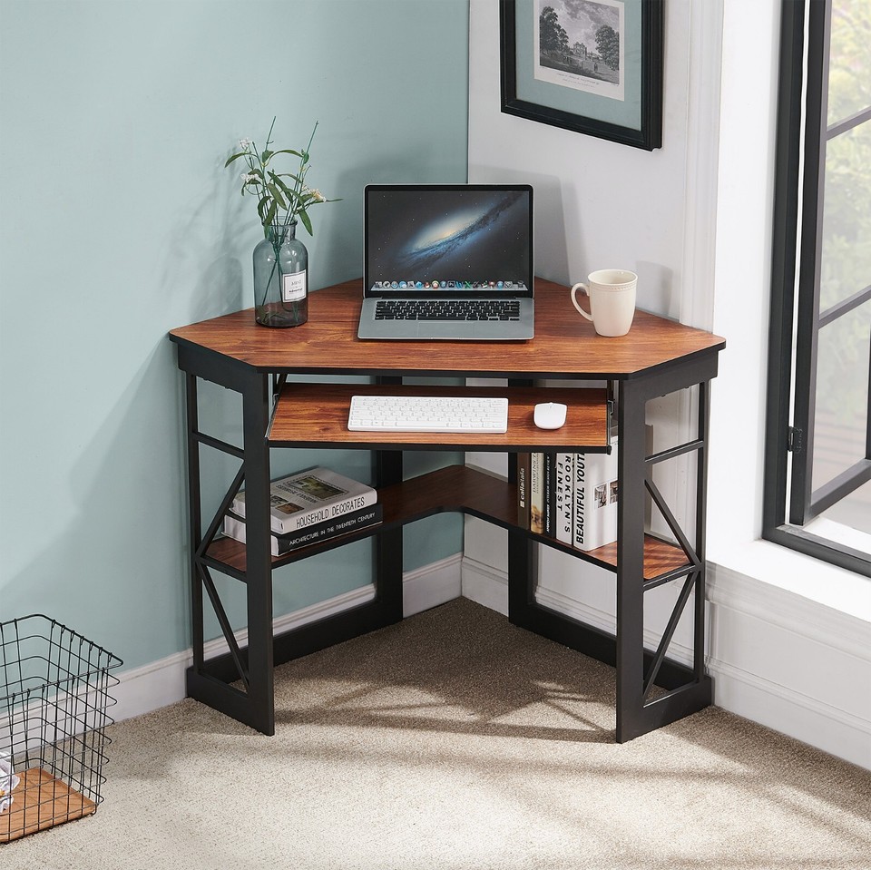 Triangle Corner Computer Desk Small Spaces Home Office Desk Laptop Work ...
