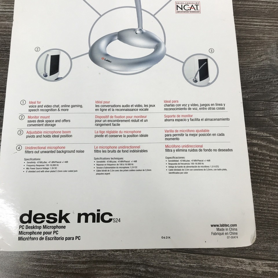 NEW & SEALED Labtec Desk Mic 524 Desktop Microphone | eBay