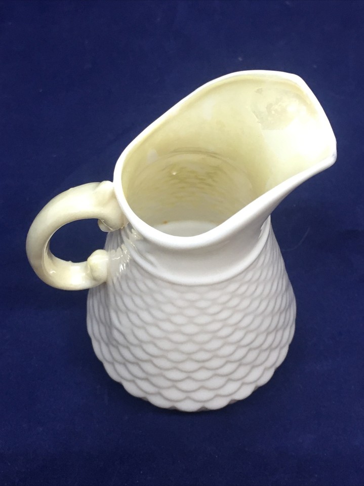 BELLEEK KILKENNY SCALES CREAMER WITH PALE YELLOW LUSTRE ACCENT - 2ND ...