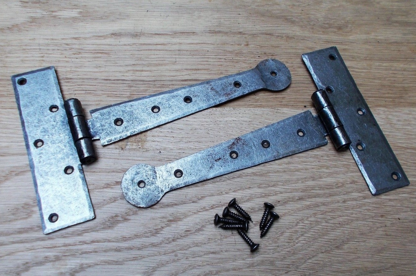 Pair of PENNY END HAND FORGED door tee t hinges old English style ...
