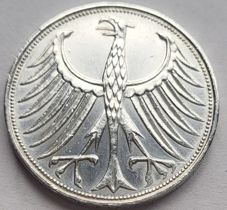 1970-J GERMAN 5 DEUTSCHE MARK 0.625 SILVER COIN-HAMBURG MINT-SHARP! | eBay