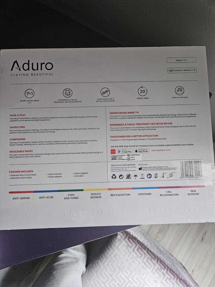 Aduro 7 Color LED Contour Face Mask And Neck And Decollete Masks. NIB ...