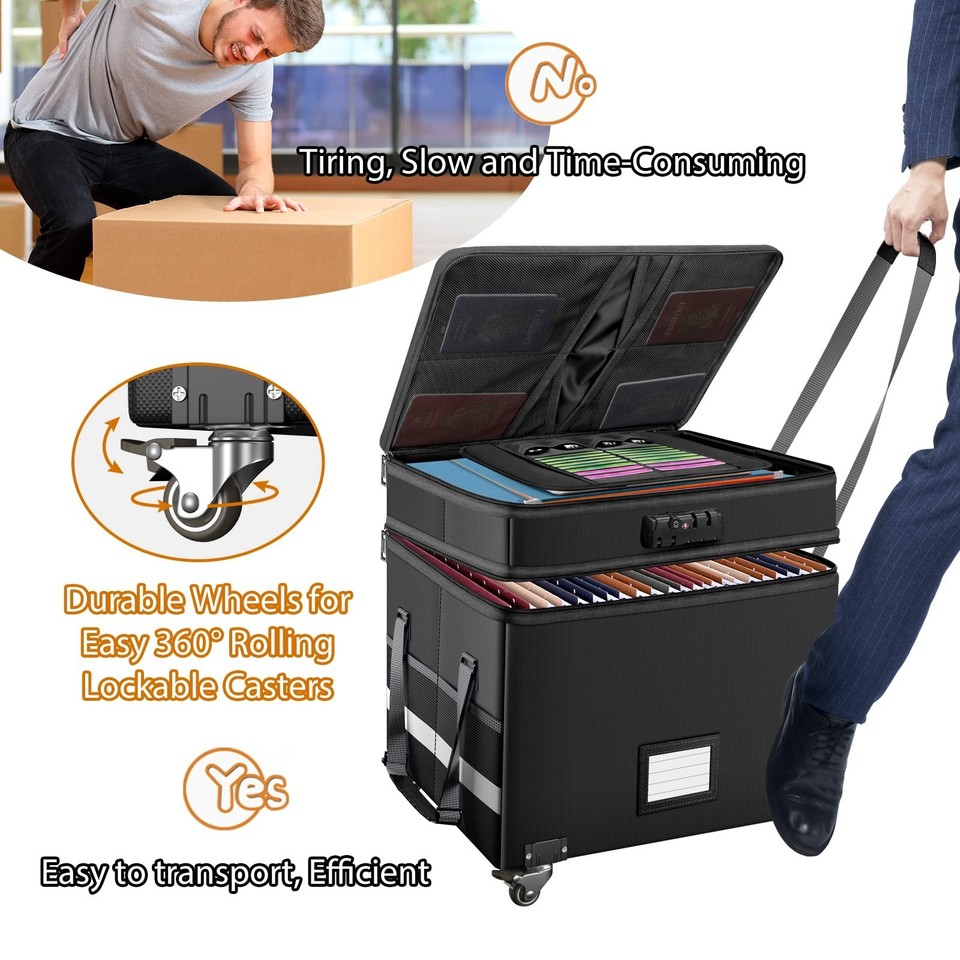 DocSafe Fireproof Storage Ottoman with Lock+Rolling File Box | eBay