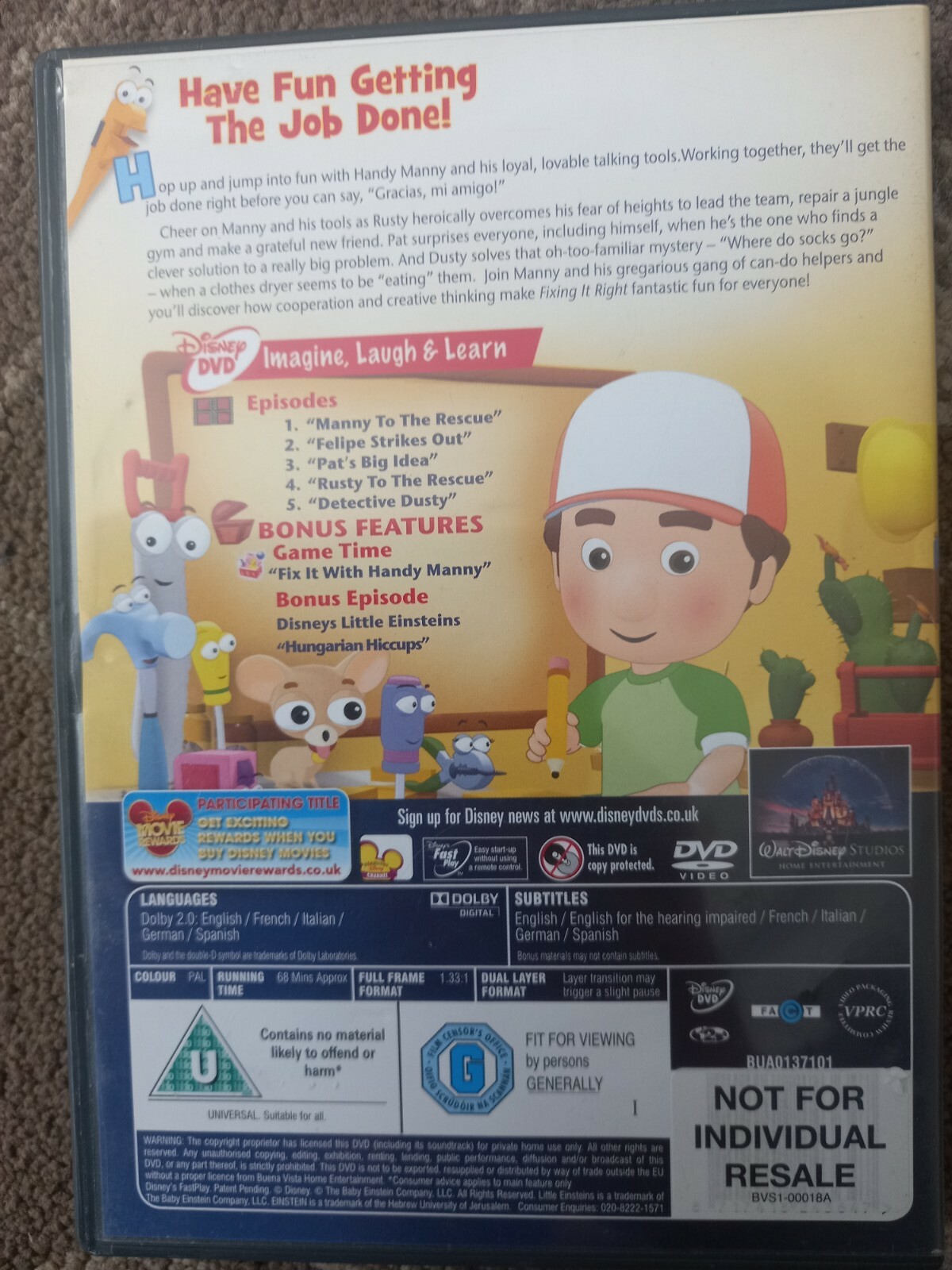 DISNEYS HANDY MANNY FIXING IT RIGHT DVD KIDS 5 EPISODES DISNEY | eBay UK