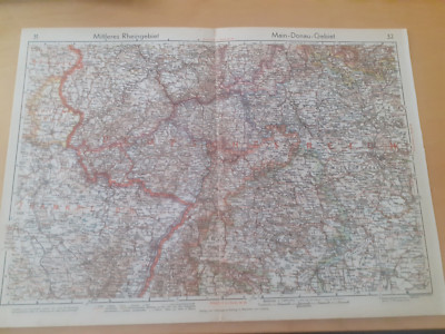Landkarte um 1935 Rheingebiet Main Donau Gebiet | eBay.de