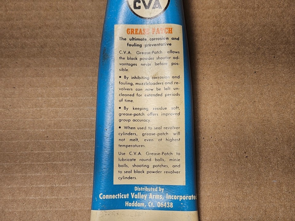 VINTAGE CVA ~ MUZZLE LOADER GREASE PATCH ~ 4 OZ TUBE ~ STILL SEALED ...