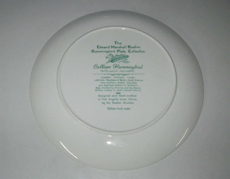 BOEHM STUDIOS CALLIOPE HUMMINGBIRD PLATE 10 3/4 INCH | eBay
