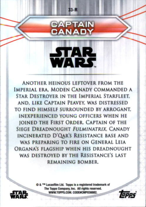 Captain Canady 2020 Topps Chrome Star Wars Perspectives Card #33-R | eBay