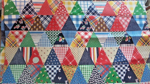 Vintage Cotton Fabric PRINTED TRIANGLE PATCHWORK 1 Yd/45" | eBay