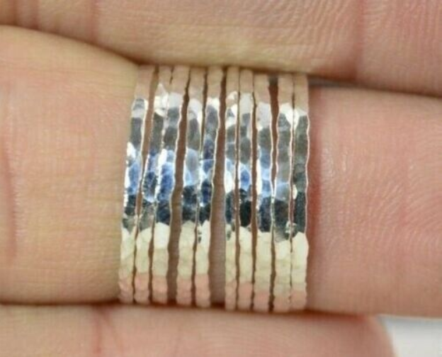 Sterling Silver Hammered Stacking Ring Solid 925 Sterling Silver Stacking | eBay